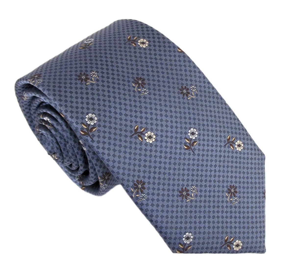 Blue Neat Chequered Flower Red Label Silk Tie by Van Buck – Van Buck ...