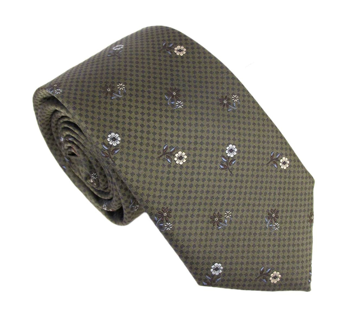 Green Neat Chequered Flower Red Label Silk Tie by Van Buck – Van Buck ...