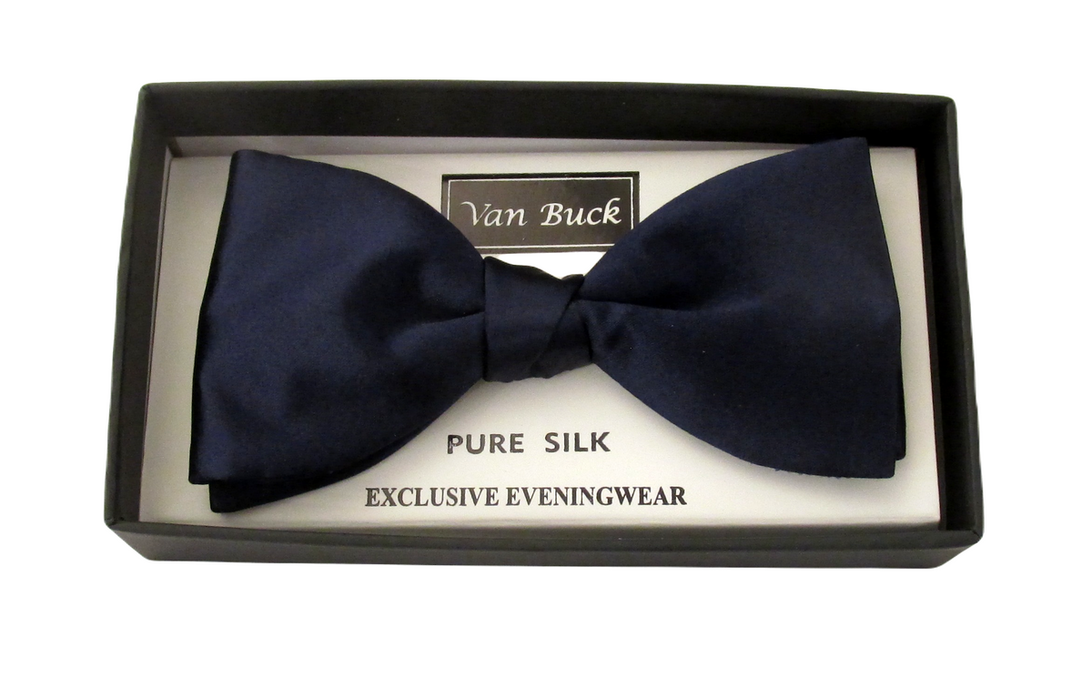 Navy Blue Silk Bow Tie by Van Buck | Bow Tie | Blue Bow Tie | Silk Bow ...
