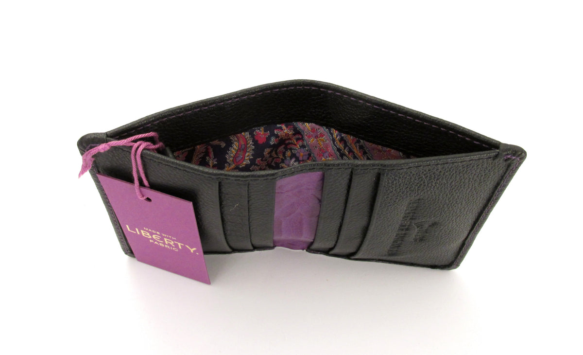 Black Leather RFID Card Holder Trimmed With Felix Liberty Fabric ...