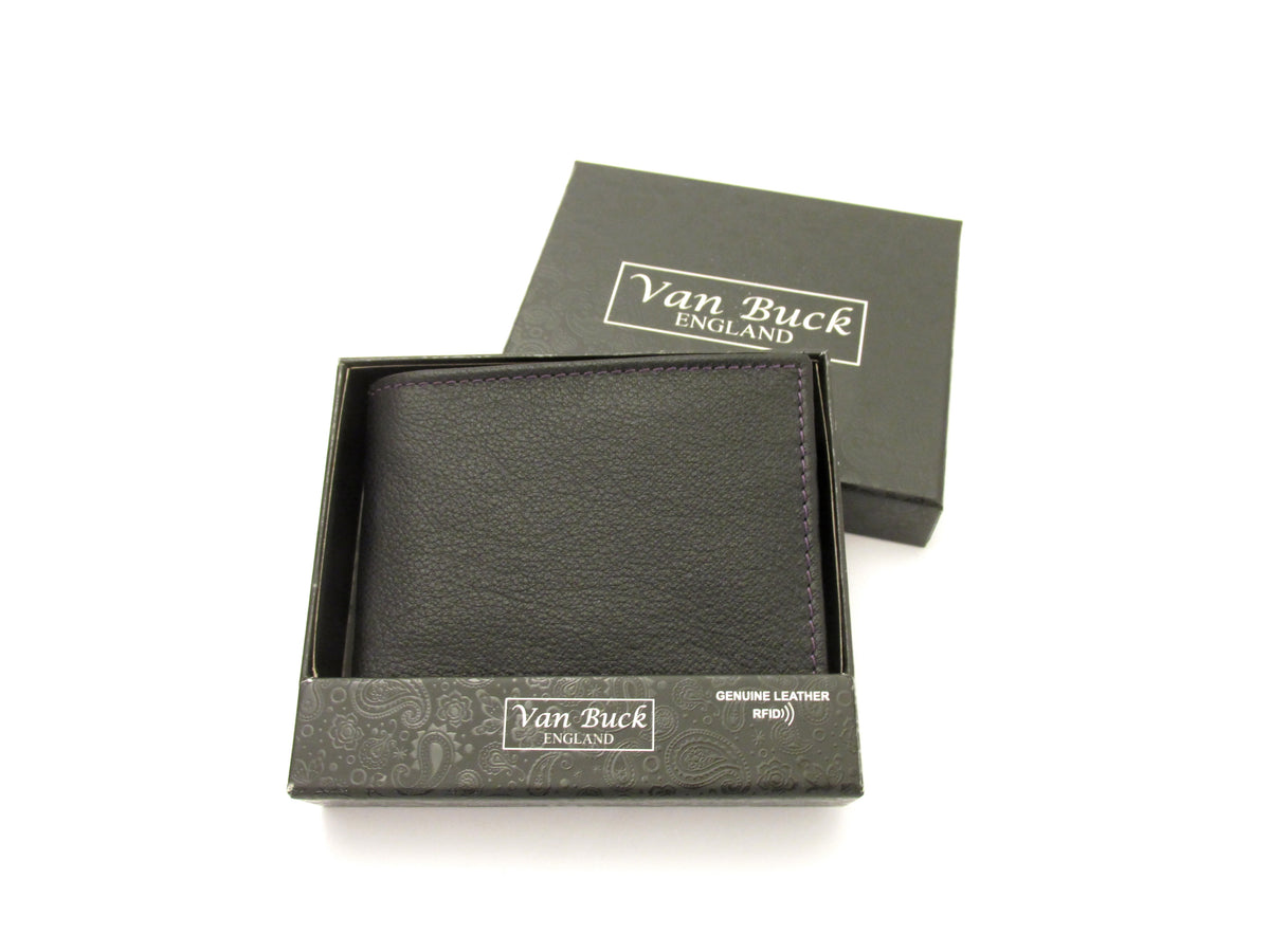 Black Leather RFID Wallet Trimmed With Felix Liberty Fabric | Liberty ...