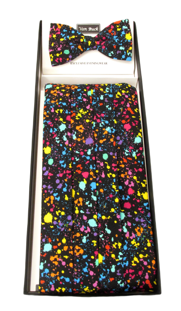 Paint Splatter Cummerbund & Bow Tie Set by Van Buck | Purple Cummerbund ...