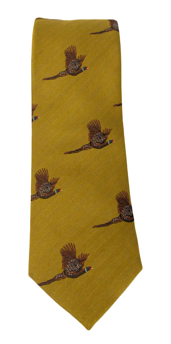 Gold Flying Pheasant Country Silk Tie by Van Buck – Van Buck England