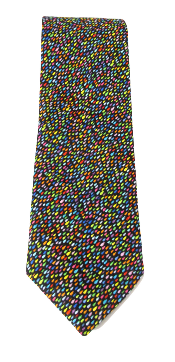 Multicoloured Raindrops Cotton Tie by Van Buck – Van Buck England