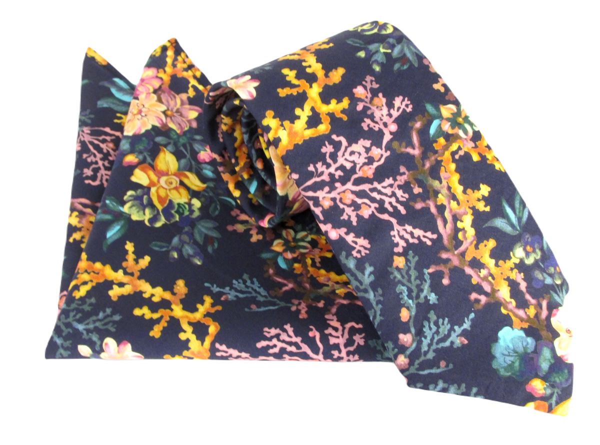 Coral Meadow Cotton Tie & Pocket Square Made with Liberty Fabric ...