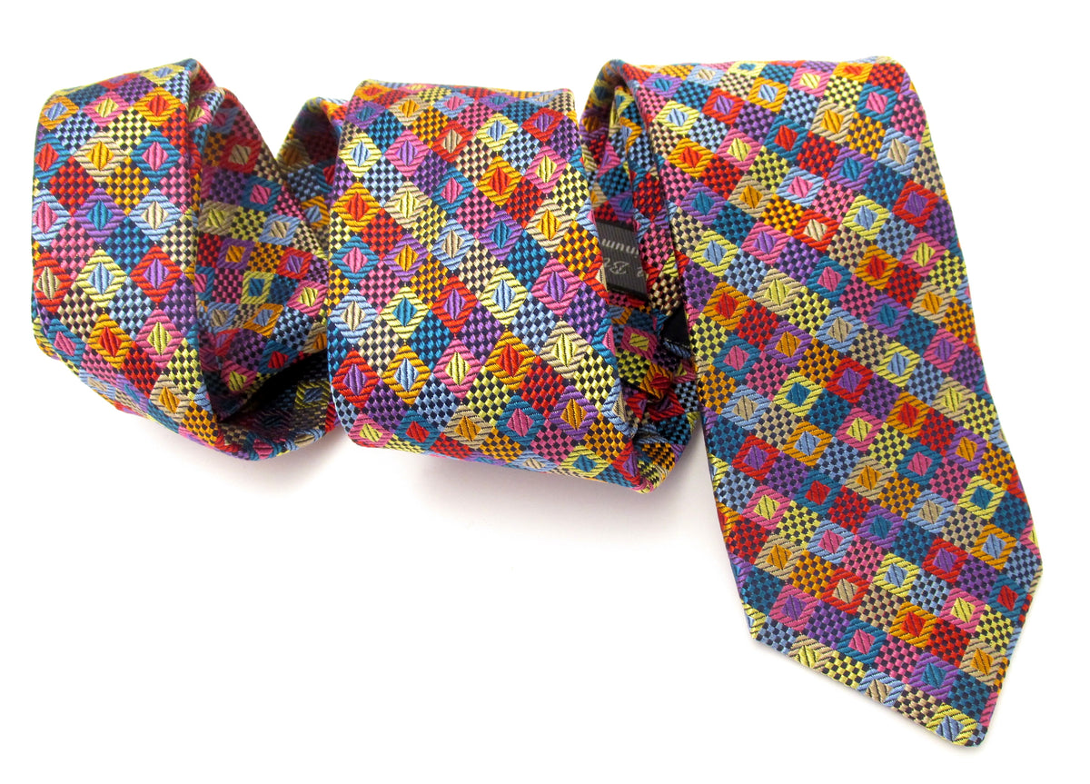 Van Buck Limited Edition Bright Multicoloured Squares Silk Tie – Van ...