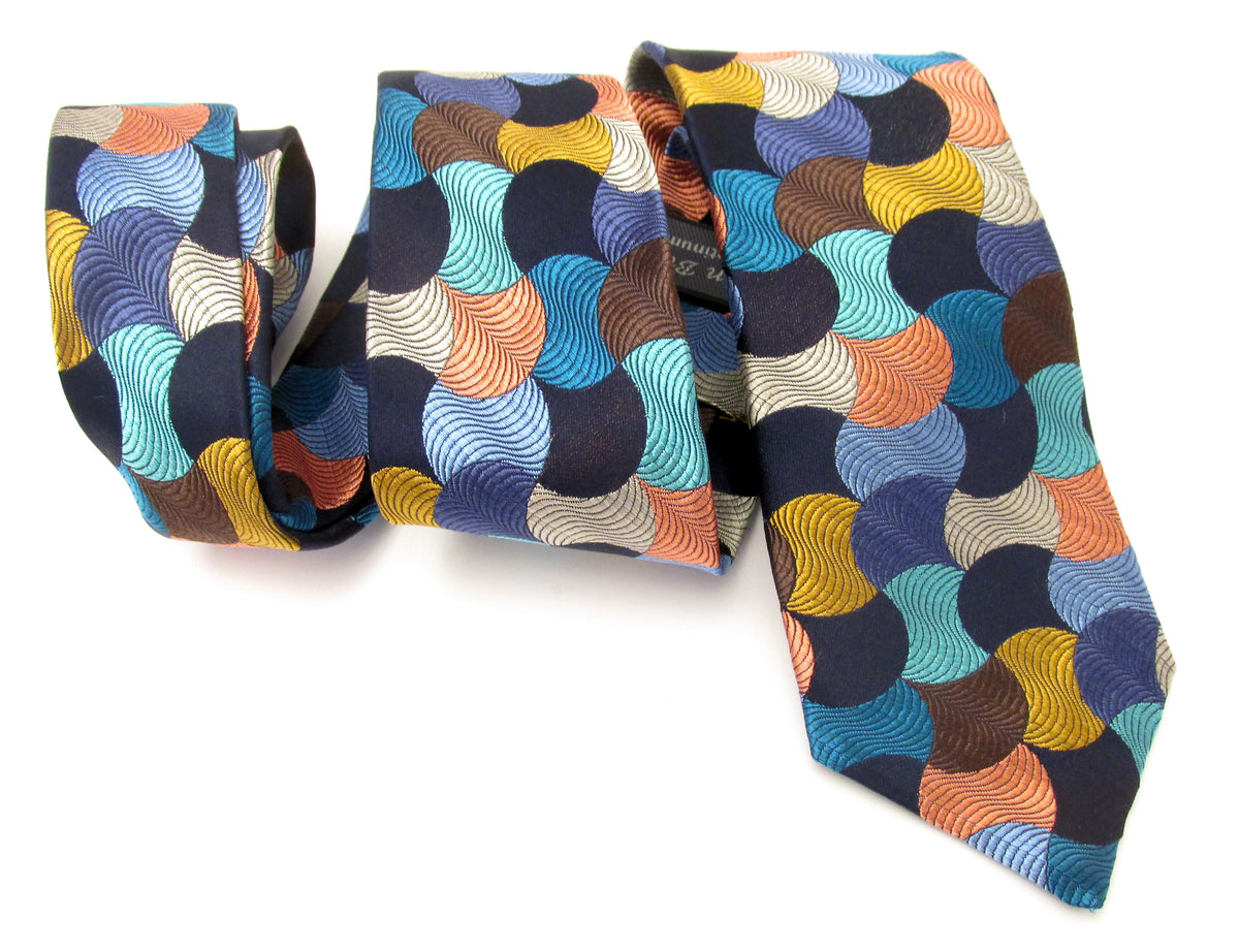 Van Buck Limited Edition Exclusive Navy and Teal Geometric Silk Tie ...