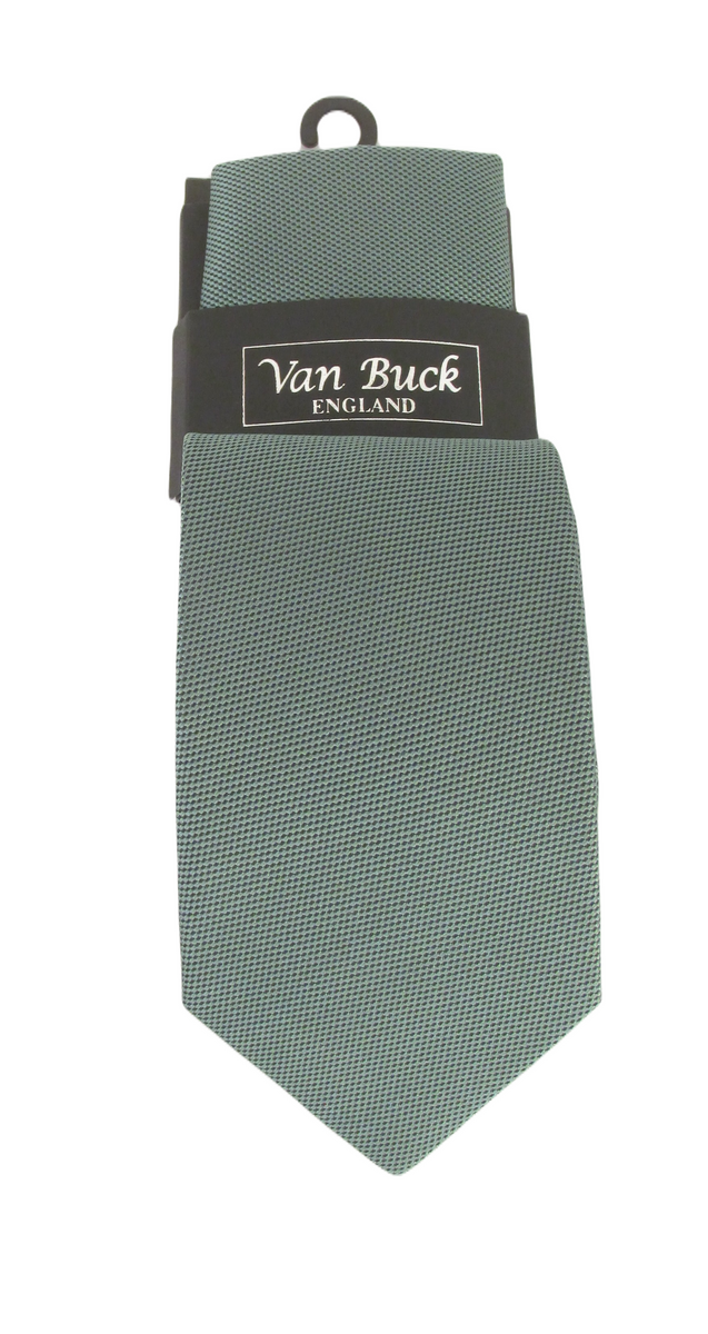 Sage Jacquard Green Polyester Tie and Pocket Square Set by Van Buck ...