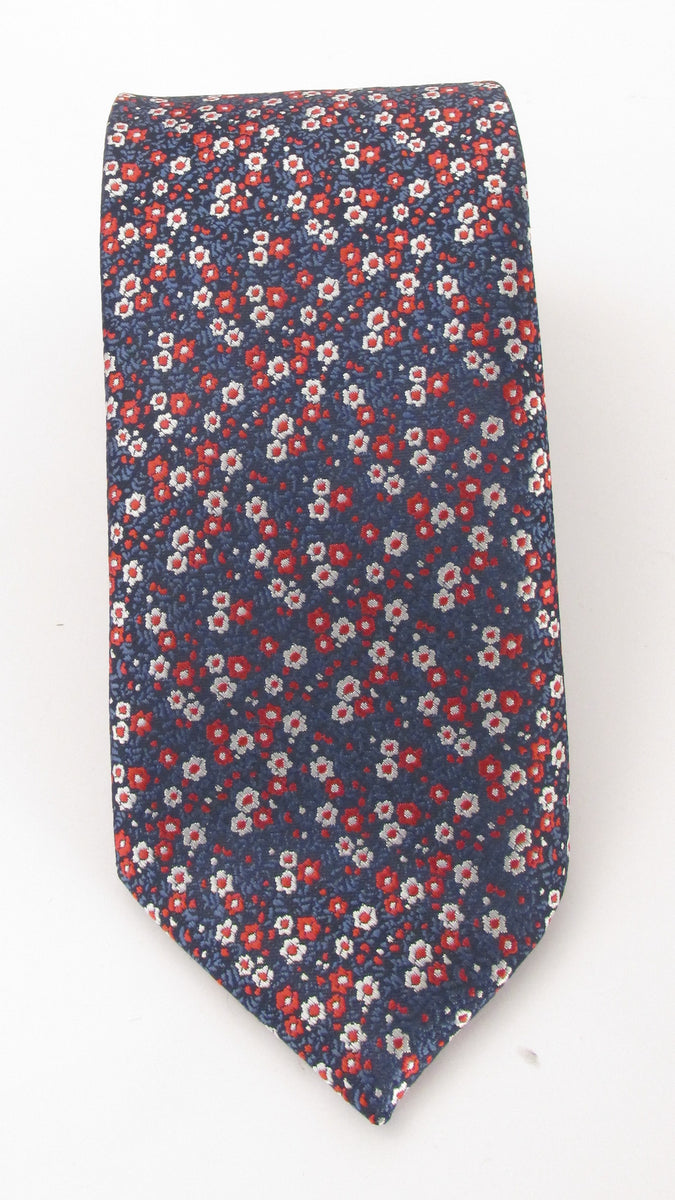 Small Neat Red Flowers Tie by Van Buck | Floral Tie | Blue Floral Tie ...