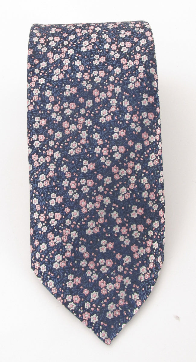 Small Neat Pink Flowers Tie by Van Buck | Floral Tie | Blue Floral Tie ...