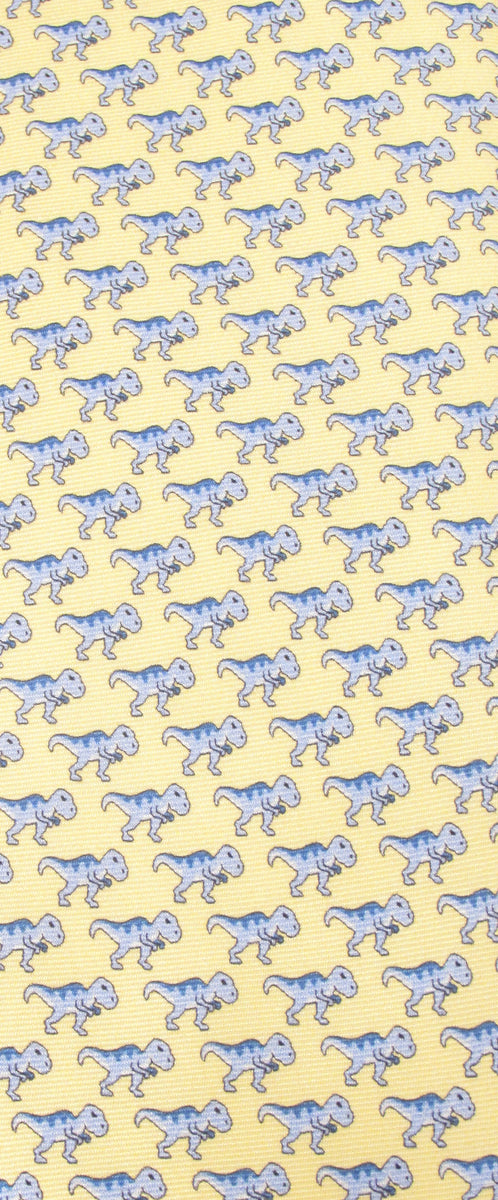 Italian Printed Silk Yellow & Blue T-Rex Tie – Van Buck England