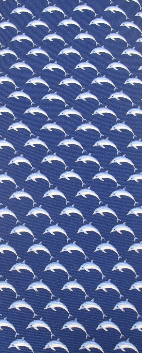 Italian Printed Silk Navy Dolphin Tie – Van Buck England