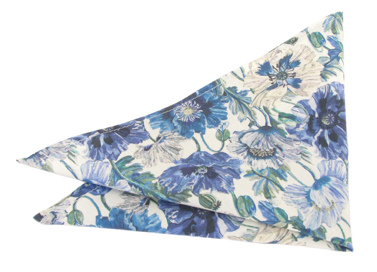 Poppy Amelie Blue Cotton Tie & Pocket Square Made with Liberty Fabric ...