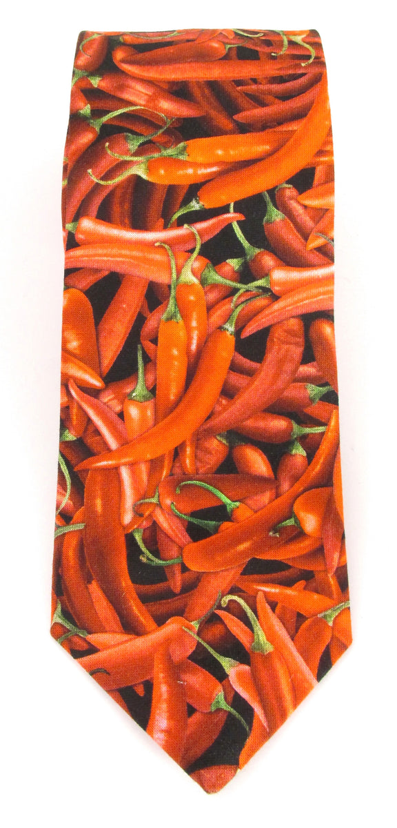 All Over Red Chilli Peppers Cotton Tie by Van Buck | Van Buck – Van ...