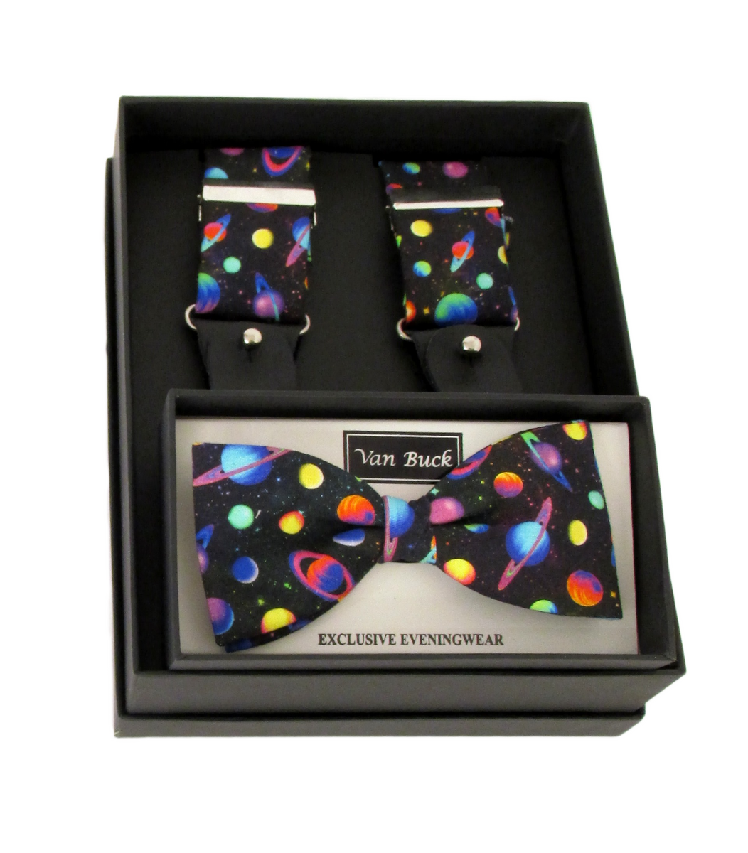 Mini Planets Bow Tie & Trouser Braces Gift Set by Van Buck | Gift Set ...