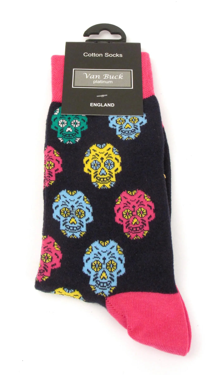 Van Buck Limited Edition Navy & Blue Skull Silk Tie & Socks Gift Set ...