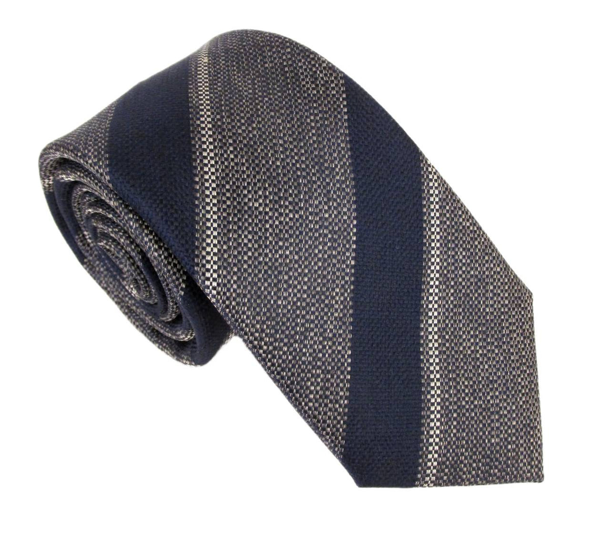 Navy Grey Stripe Red Label Silk Tie by Van Buck – Van Buck England