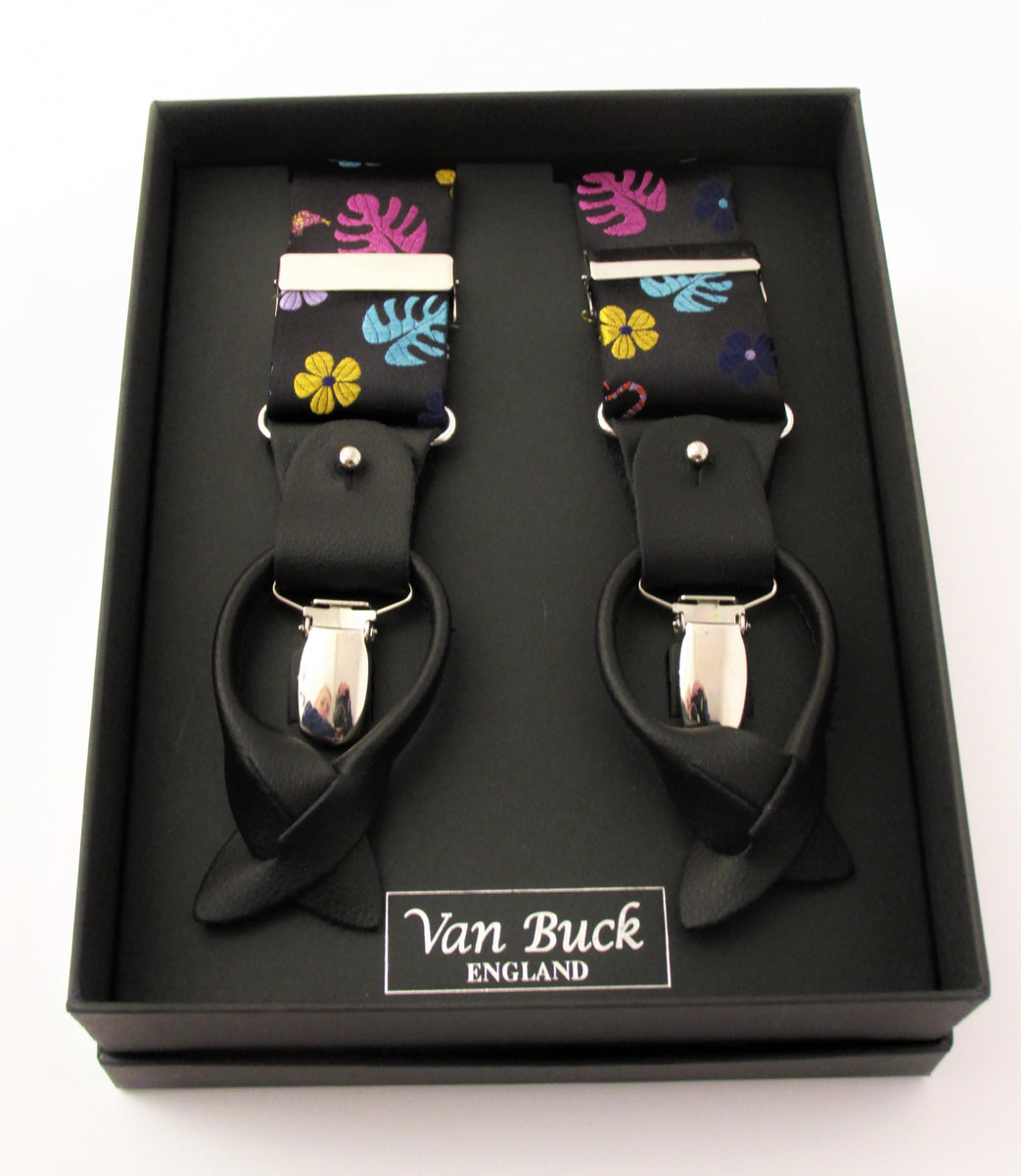 Limited Edition Black with Multicoloured Lizard Silk Braces – Van Buck ...