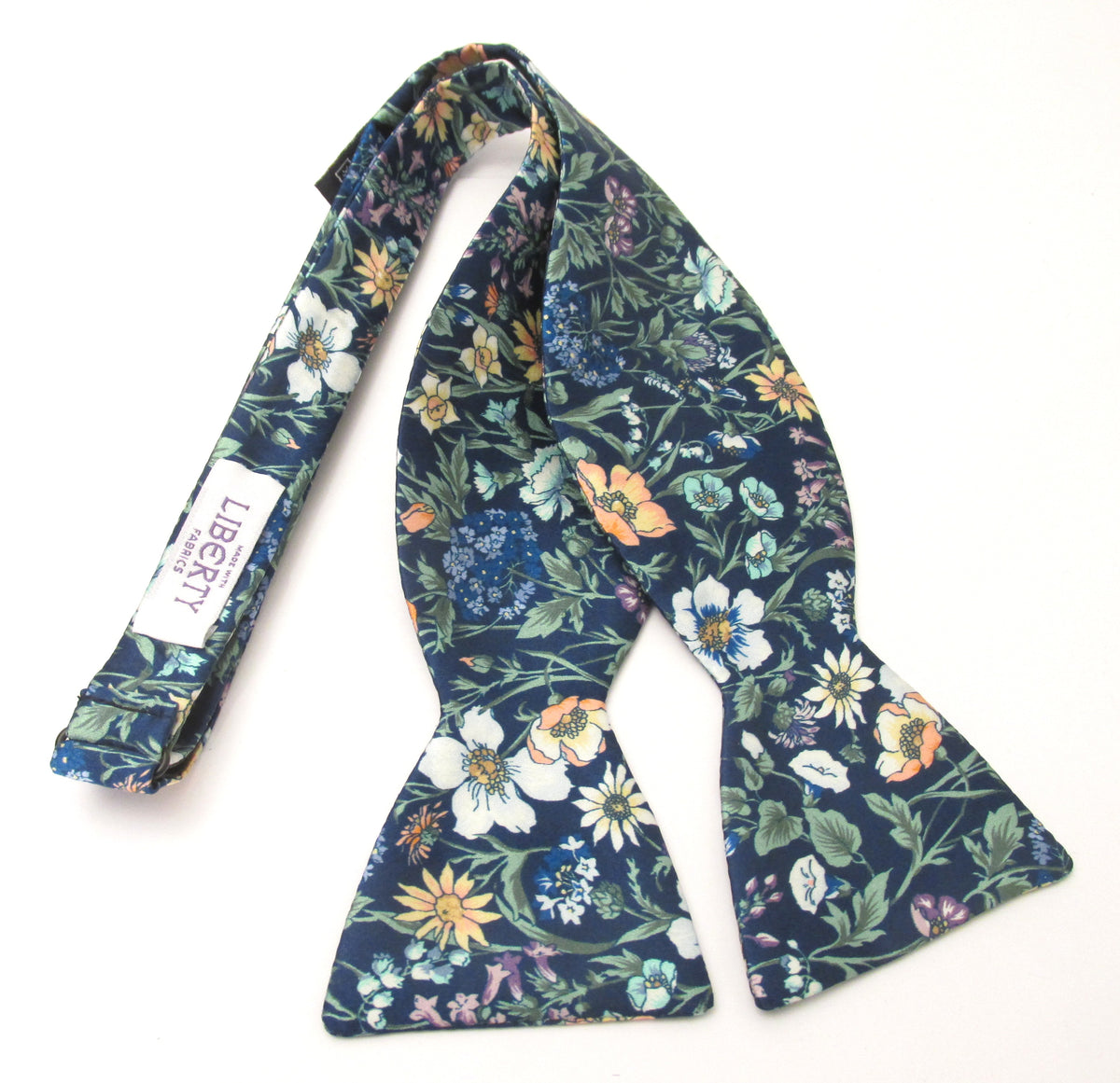 Rachel Navy Silk Self-Tie Bow Made with Liberty Fabric | Liberty Print ...