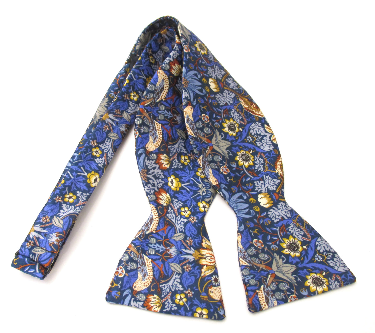 Strawberry Thief Royal Blue Silk Self-Tie Bow Made with Liberty Fabric ...