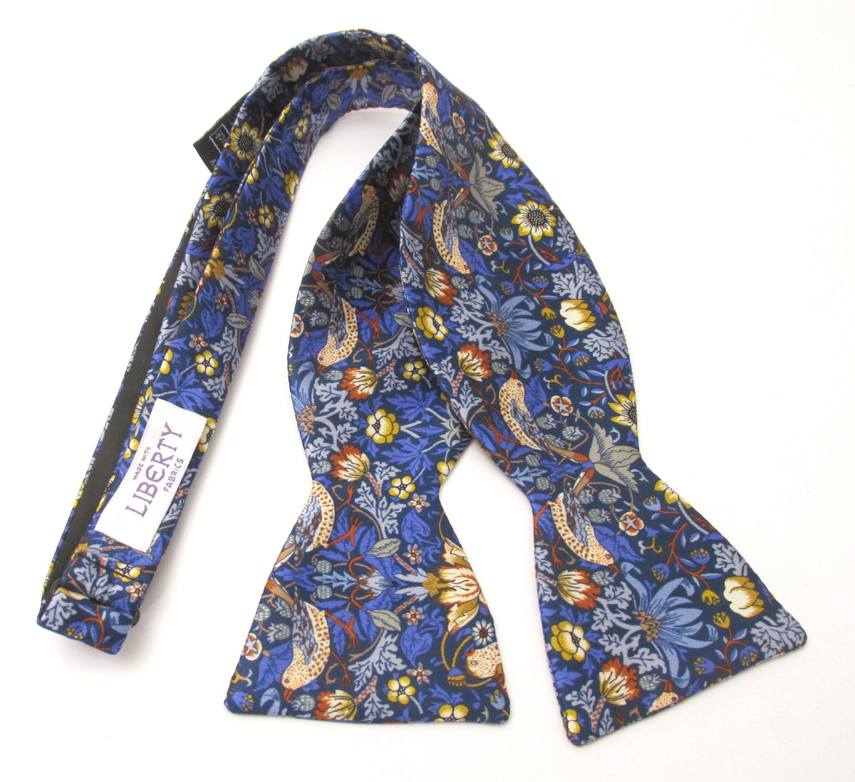 Strawberry Thief Royal Blue Silk Self-Tie Bow Made with Liberty Fabric ...