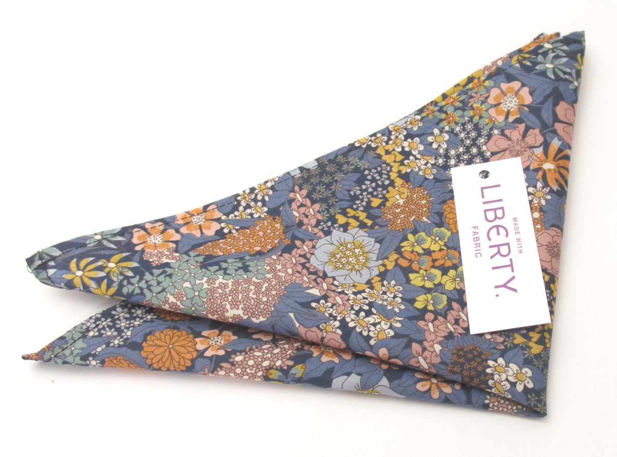 Ciara Blue Cotton Pocket Square Made with Liberty Fabric – Van Buck England