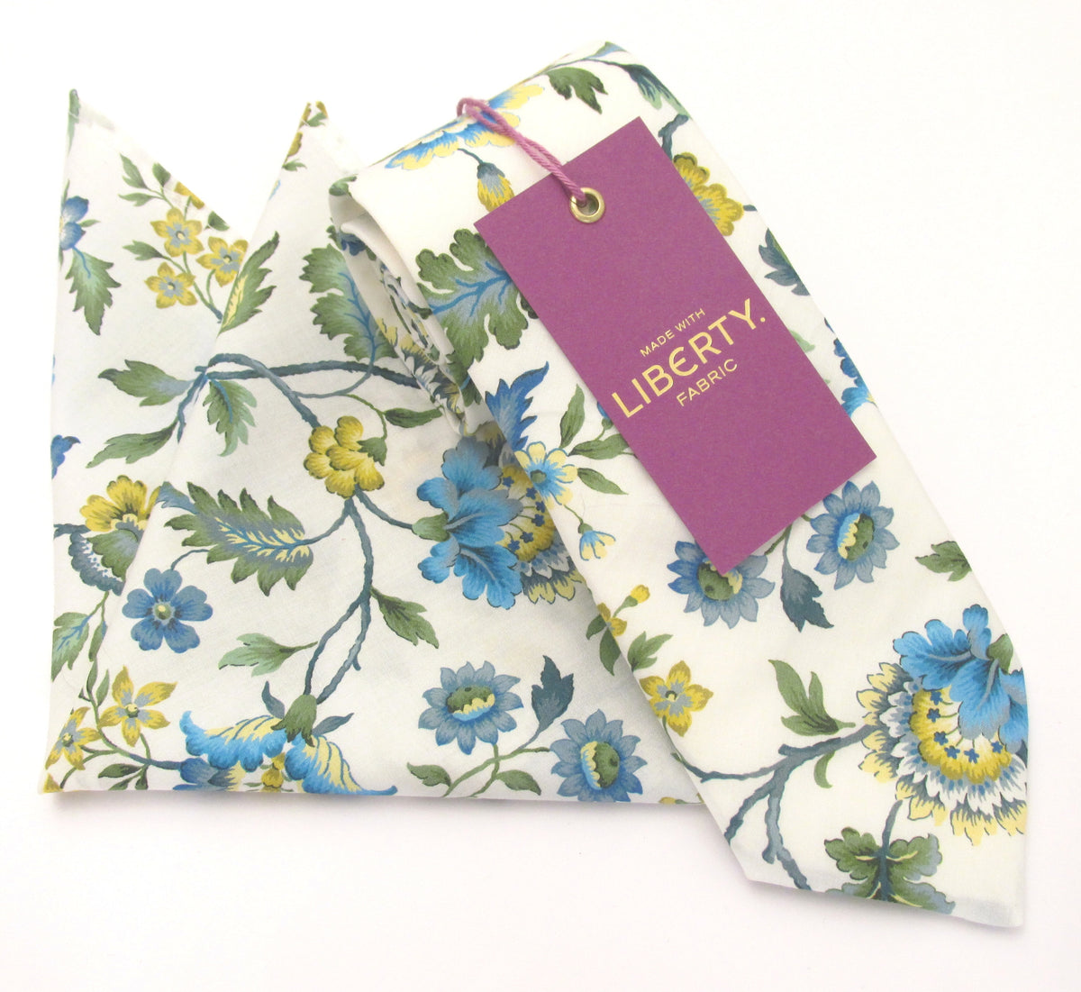 Eva Belle Green Cotton Tie & Pocket Square Made with Liberty Fabric ...