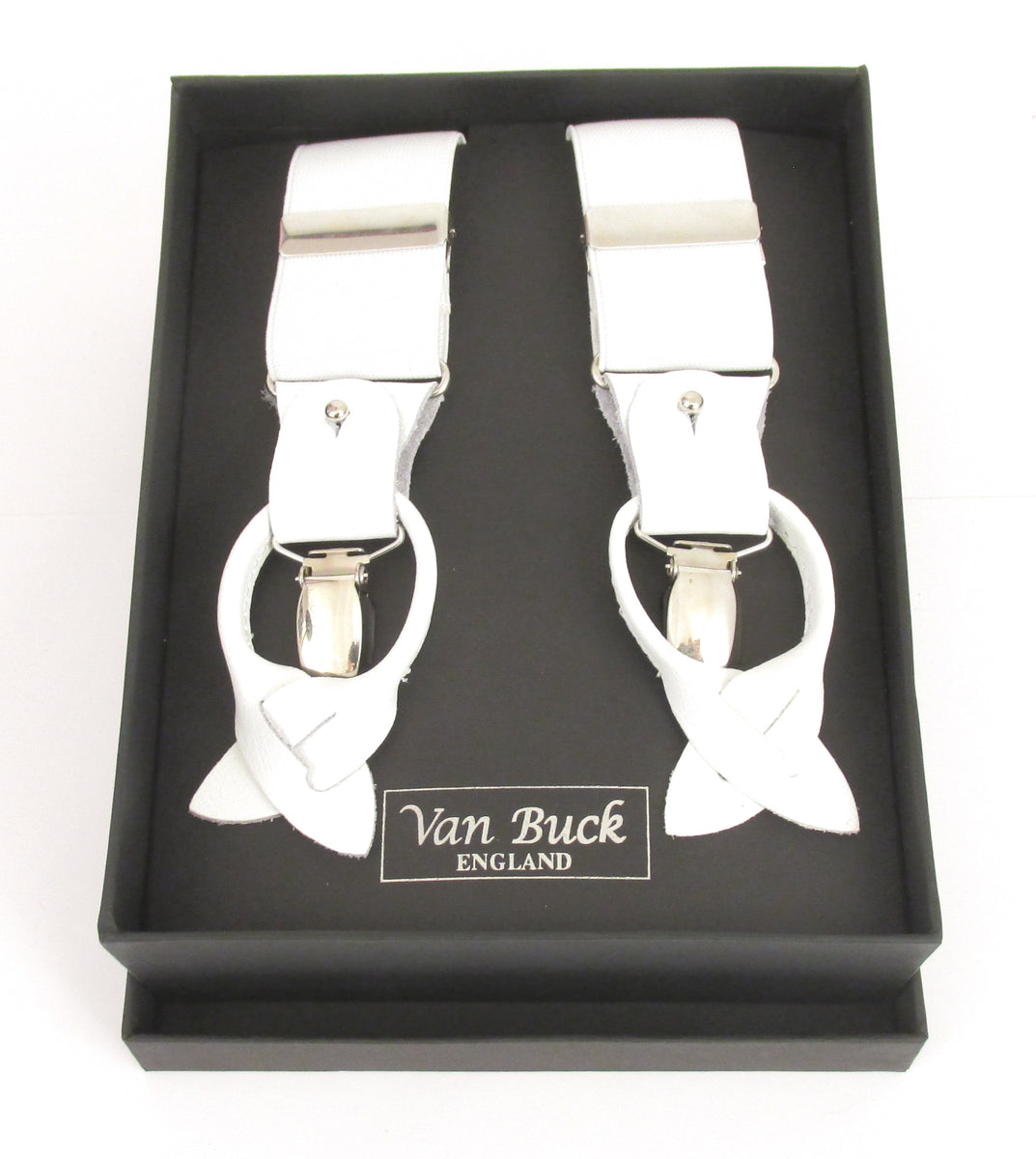 White Leather End Trouser Braces – Van Buck England