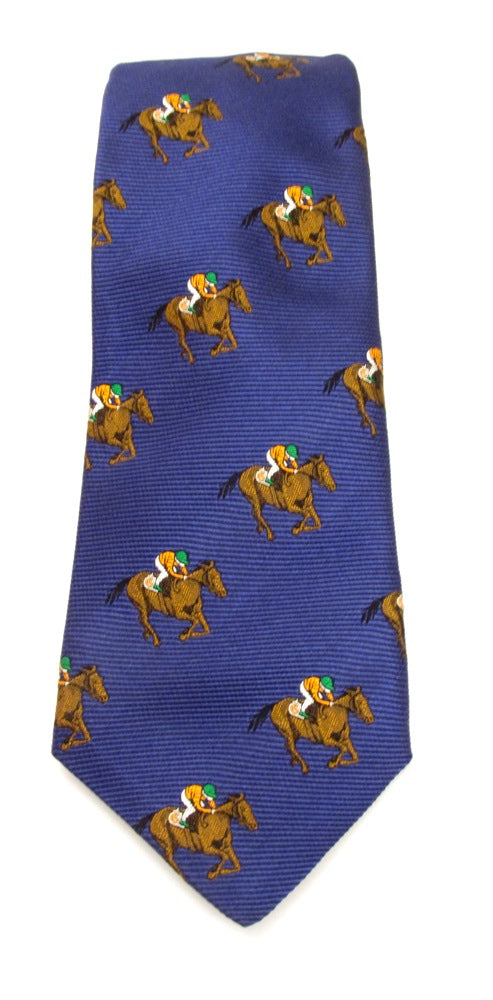 Royal Blue Horse Racing Silk Tie by Van Buck | Horse Racing Tie | Horse ...