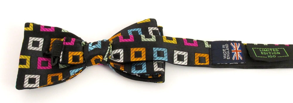 Van Buck Limited Edition Multicoloured Large Squares Silk Bow Tie | Bow ...