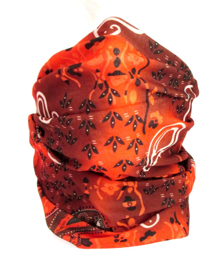 Burnt Orange Abstract Paisley Snood | Snoods | Snoods For Men | Buff ...