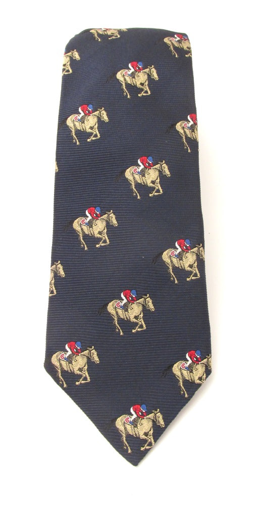 Navy Blue Horse Racing Silk Tie by Van Buck – Van Buck England