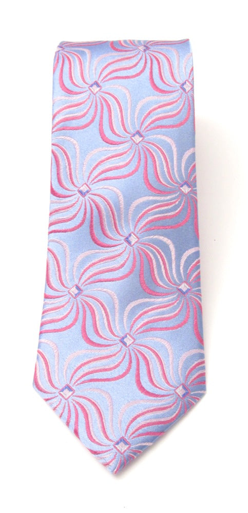 Sky Blue Geometric Red Label Silk Tie by Van Buck – Van Buck England