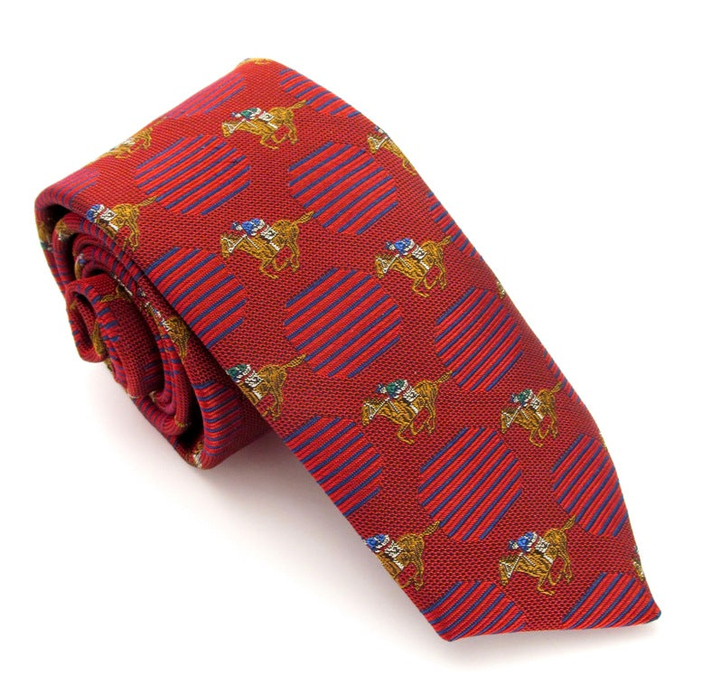 Red Horse Racing Silk Tie by Van Buck | Horse Racing Tie | Horse Tie ...