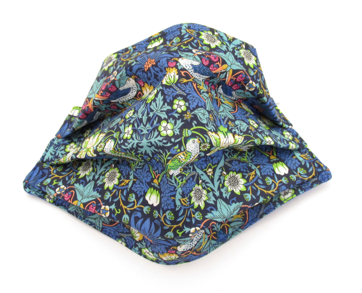 Face Mask Pleated Liberty Print Strawberry Thief Green - Adult Washable ...
