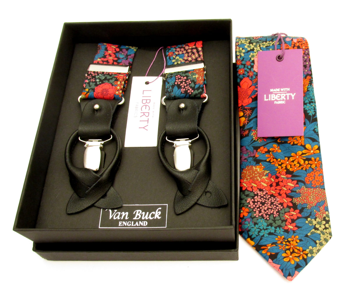 Ciara Orange Tie & Trouser Braces Set Made with Liberty Fabric – Van ...