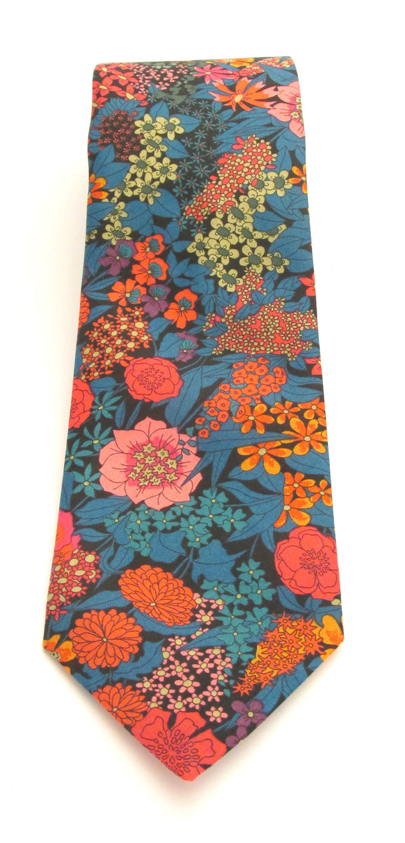 Ciara Orange Cotton Tie Made with Liberty Fabric | Liberty Tie ...