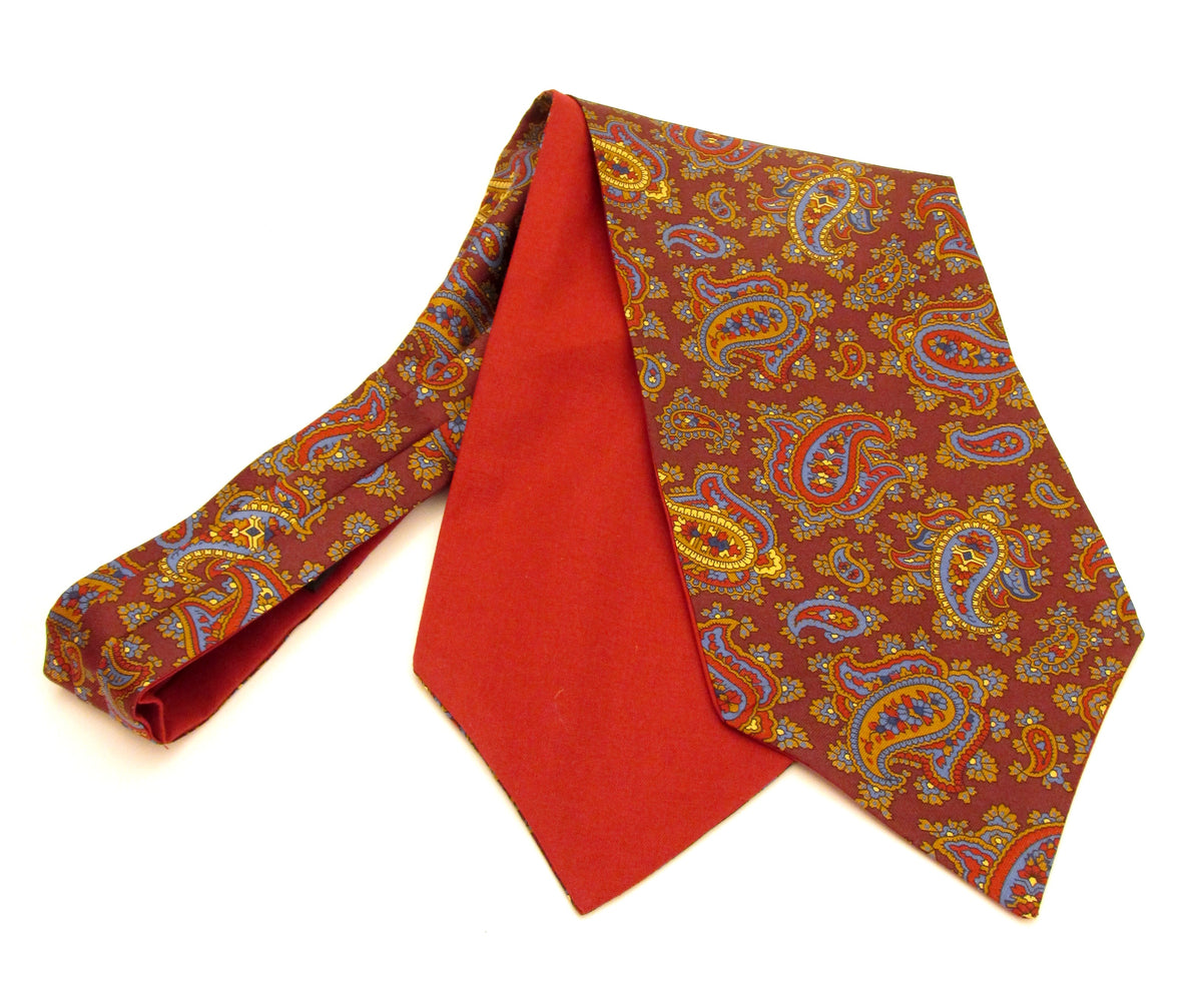 Burgundy Red Large Paisley Fancy Silk Cravat by Van Buck – Van Buck England