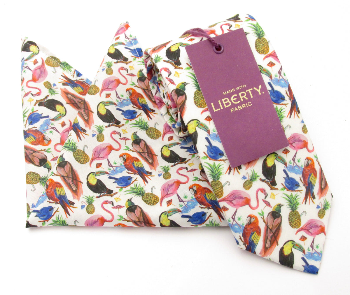 Birds of Paradise Cotton Tie & Pocket Square Made with Liberty Fabric ...