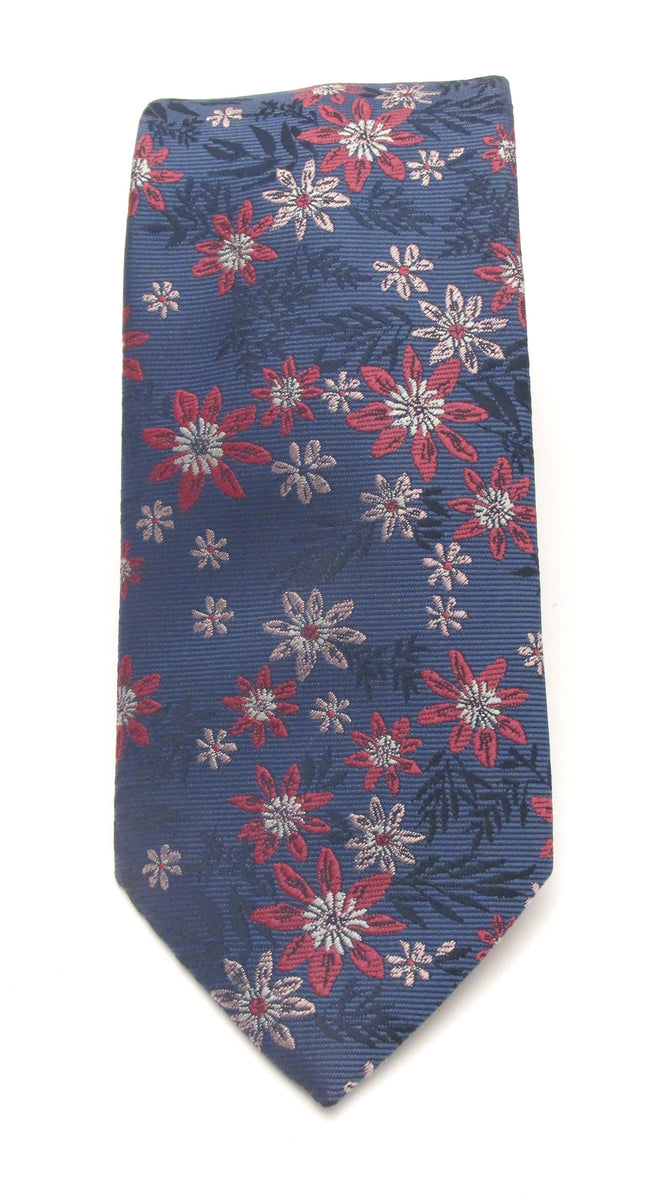 Blue & Cerise Floral Tie by Van Buck | Floral Tie | Red Tie | Van Buck ...