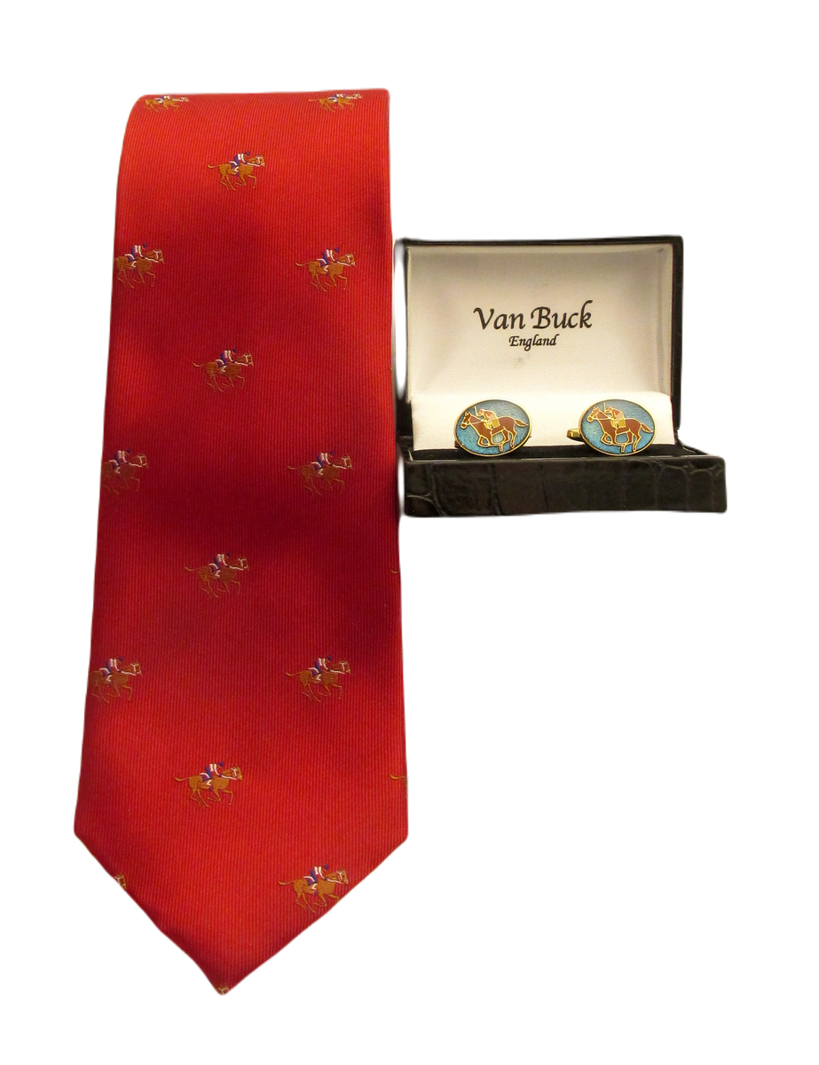 Red Horse Racing Silk Tie & Oval Cufflink Set by Van Buck – Van Buck ...