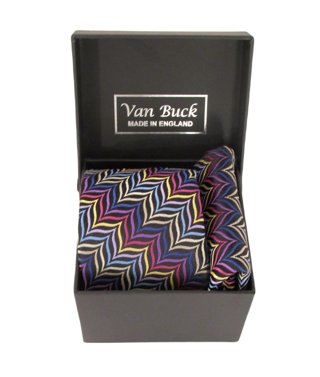 Van Buck Limited Edition Black with Lilac Herringbone Silk Tie | Silk ...