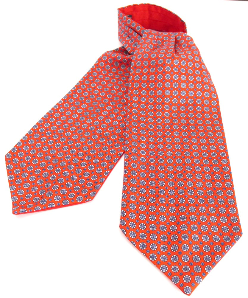 Bright Red Medallions Fancy Silk Cravat by Van Buck – Van Buck England