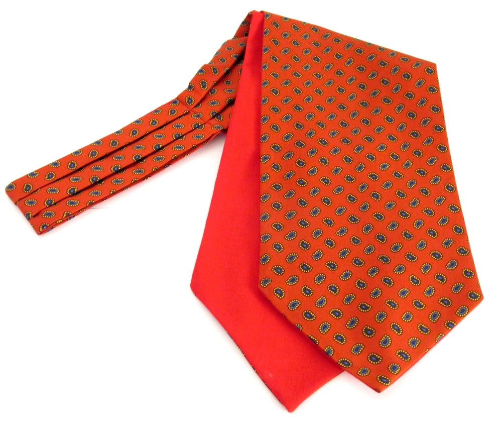 Red Neat Teardrop Paisley Fancy Silk Cravat by Van Buck – Van Buck England