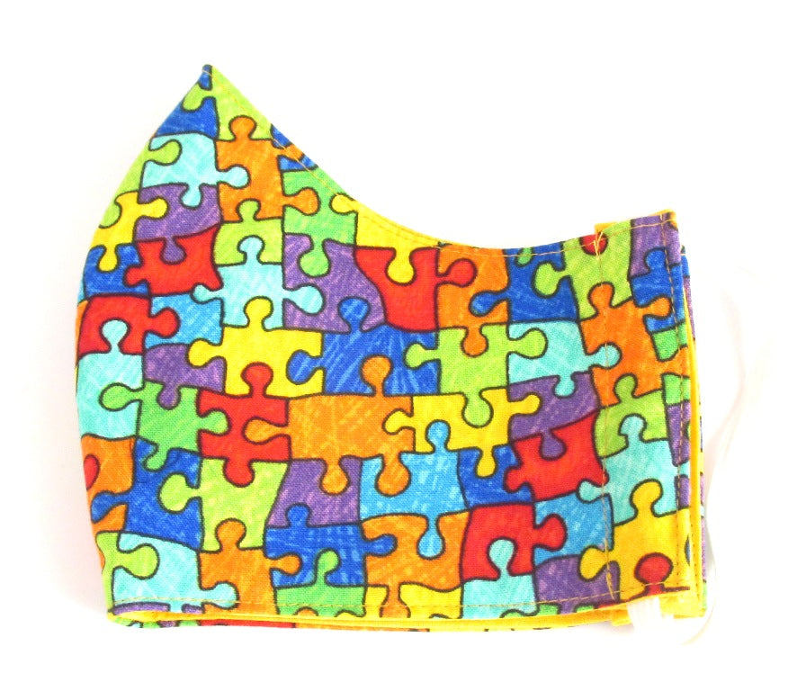 Face Mask Multi-Coloured Jigsaw - Jigsaw Face Mask - Stylish Face Mask ...