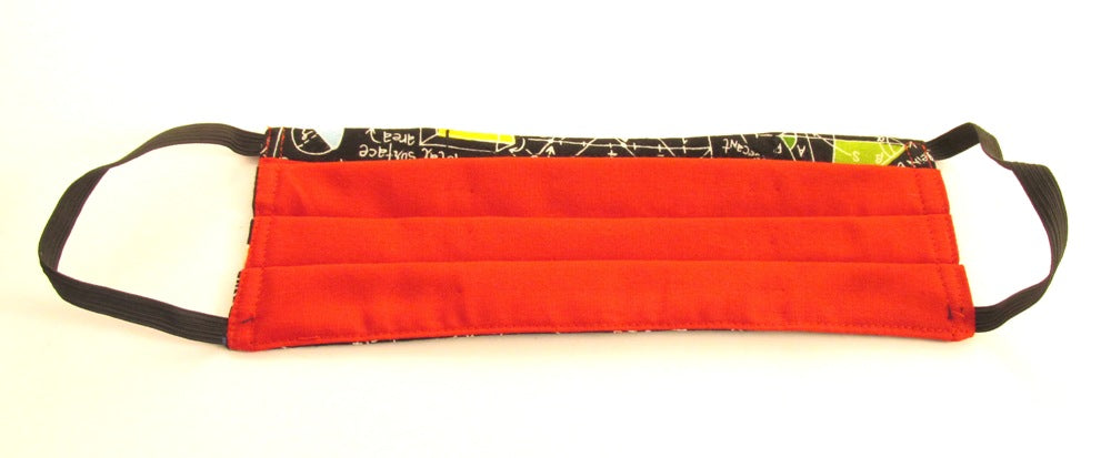 Face Mask Pleated School Maths Design - Adult Washable Cotton Face Mask ...