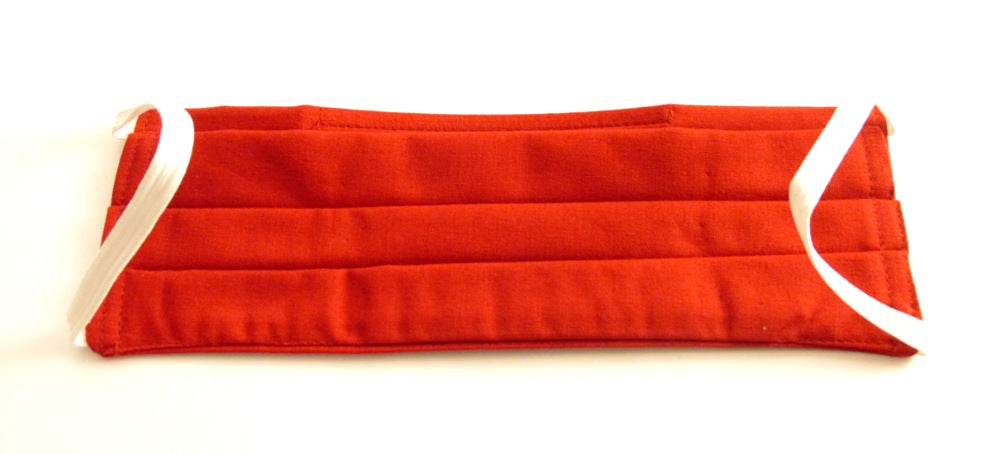 Plain Red Pleated Face Covering - Adult Washable Cotton Mask - Stylish ...