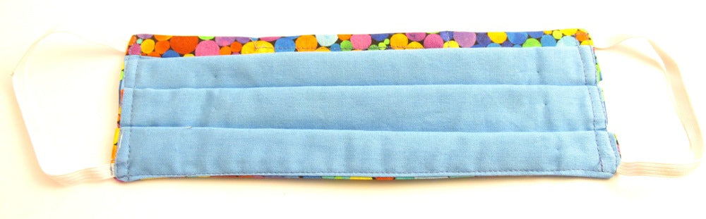 Face Mask Pleated Multi-Coloured Bubbles - Adult Washable Cotton Face ...