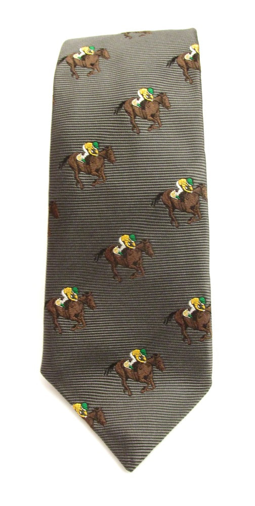 Grey Horse Racing Silk Tie by Van Buck | Horse Racing Tie | Horse Tie ...