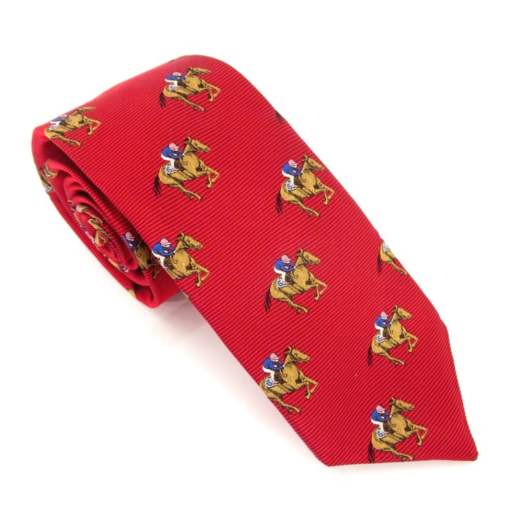 Bright Red Horse Racing Silk Tie by Van Buck | Horse Racing Tie | Horse ...